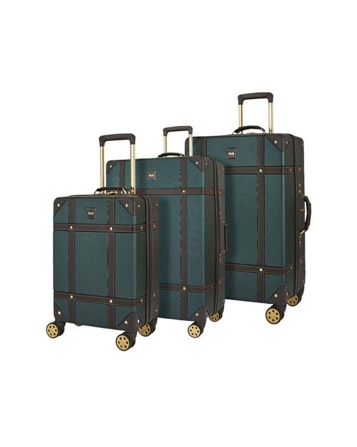 Infinity Leather Hard Shell Trunk Luggage Suitcase in Green | Lyst UK