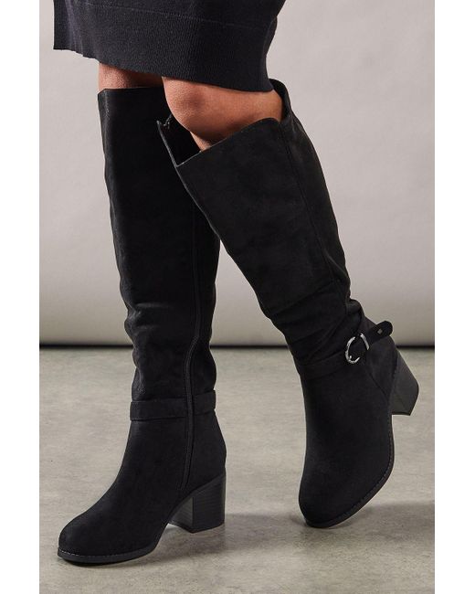 Good for the Sole Extra Wide Fit Keather Back Stretch Block Heel Knee ...