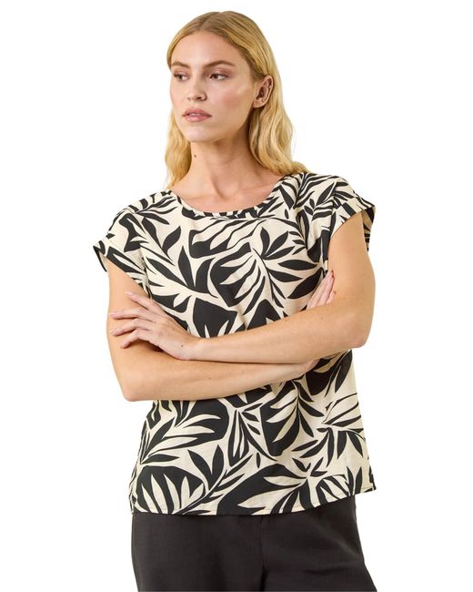Roman Leaf Print Shell Top in Black | Lyst UK