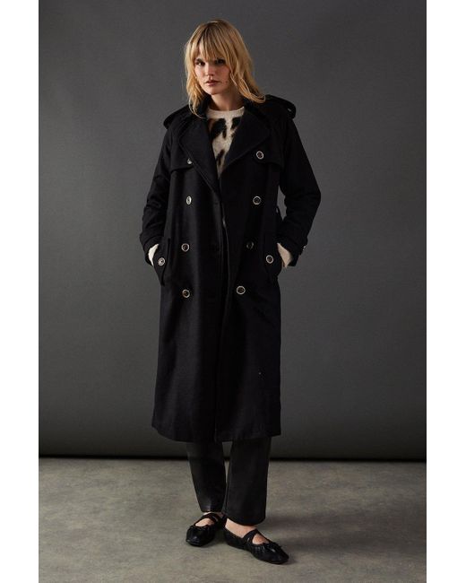 Warehouse Chocolate Trench Coat Daywear Jackets & Coats in Black | Lyst UK