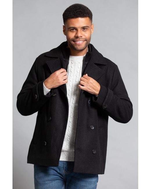 Tokyo Laundry Faux Wool Coat With Inside Funnel Neck in Black for Men ...