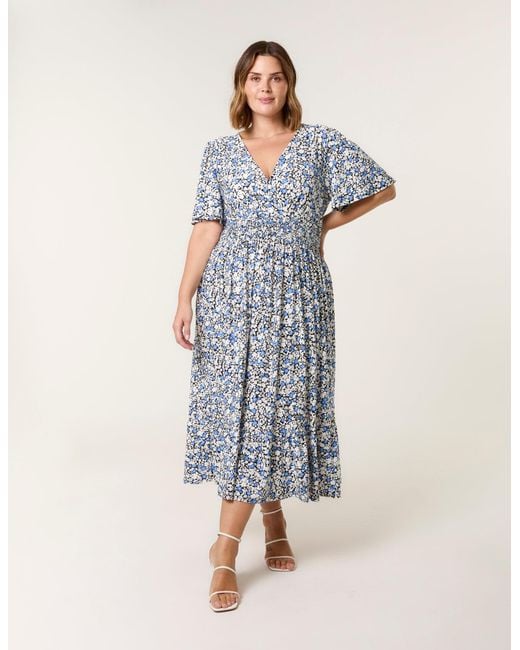 Blue Vanilla Curve Wrap Front Dress in Blue | Lyst UK