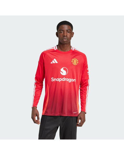 adidas Originals Manchester United 24/25 Long Sleeve Home Jersey in Red ...