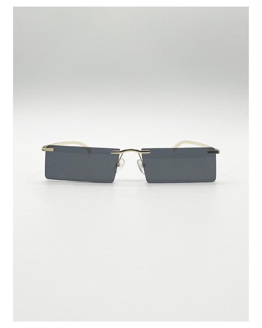 SVNX Frameless Rectangle Sunglasses in Blue | Lyst UK