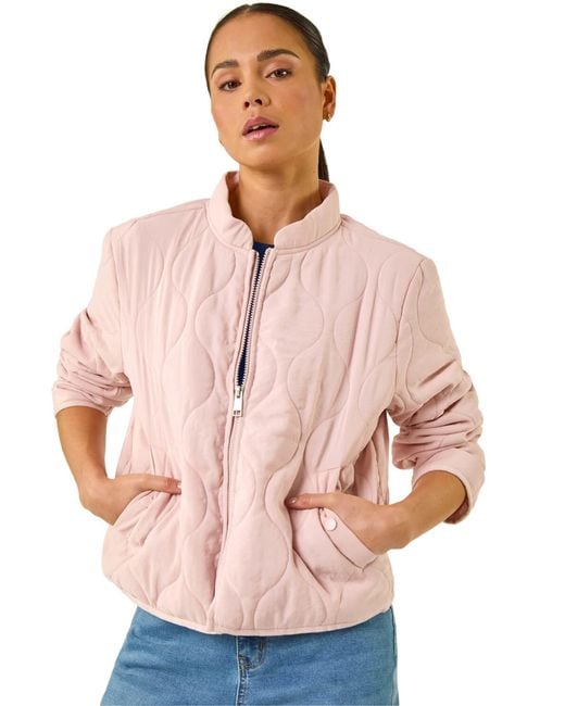 Roman Petite Quilted Puffer Jacket in Pink | Lyst UK