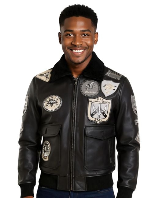 Infinity Leather True Top Gun A2 Bomber Jacket-Perth in Black for Men ...
