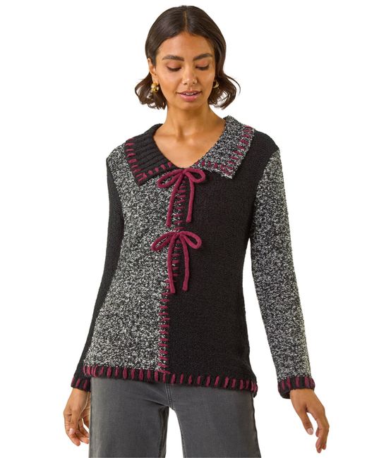 Roman Collared Textured Stitch Knit in Black | Lyst UK