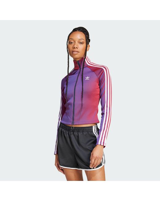adidas Originals Rasant Rib Full-Zip Top in Purple | Lyst UK