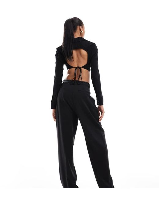 ASOS Design Tab Detail Straight Leg Tailored Trouser in Black | Lyst UK