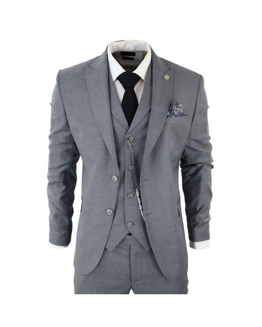 TruClothing Classic 3-Piece Plain Suit in Blue for Men | Lyst UK