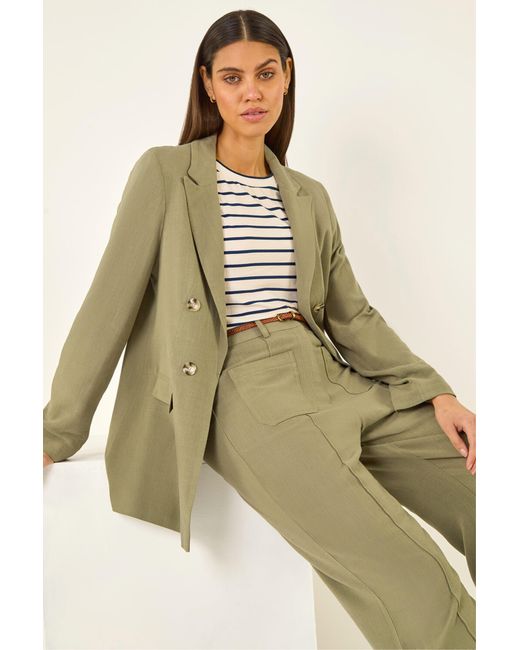 Roman Linen Mix Blazer in Natural | Lyst UK