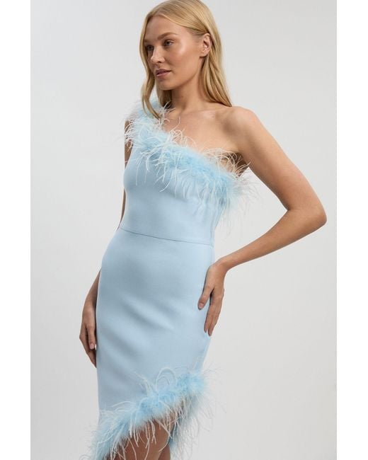 Karen Millen Feather Figure Form Bandage Knit Maxi Dress in Blue | Lyst UK