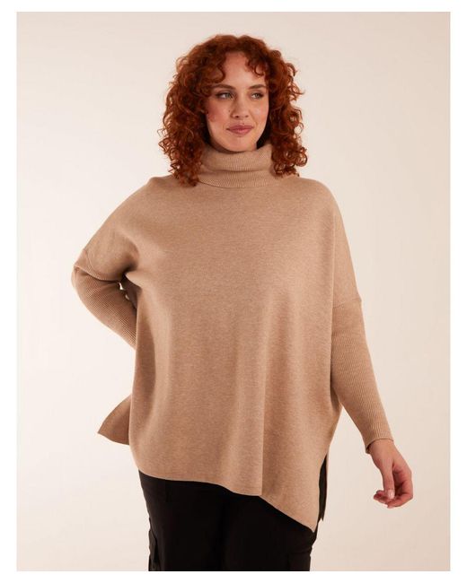 Blue Vanilla Vanilla Curve High Neck Boxy Jumper in Brown | Lyst UK
