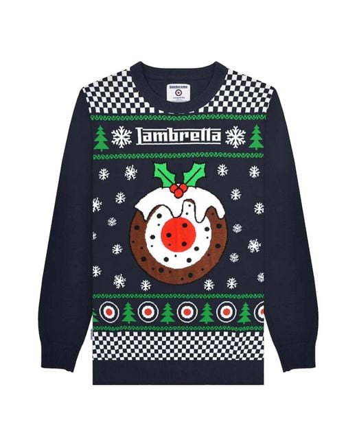 Lambretta Aw25 Target Christmas Jumper Cotton in Blue for Men | Lyst UK