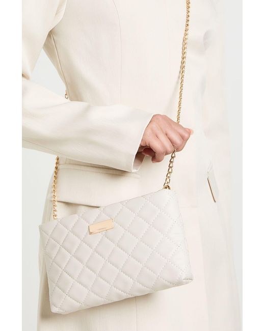 Boohoo Quilted Basic Cross Body Bag in Natural | Lyst UK