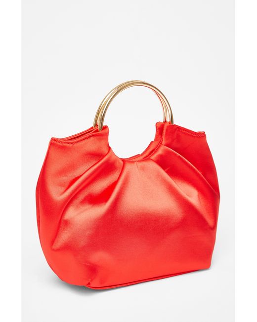 Quiz Satin Pleated Top Handle Bag in Red | Lyst UK
