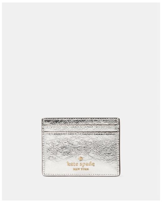 Kate Spade Madison Metallic Small Slim Card Holder in White | Lyst UK