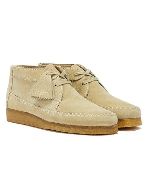 Clarks Originals Weaver Suede Maple Boots in Natural for Men | Lyst UK