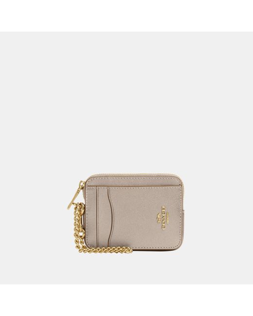 COACH Zip Card Case in Natural | Lyst UK