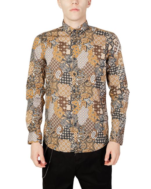 Giannico Paisley Patchwork Long Sleeve Shirt in Natural for Men | Lyst UK