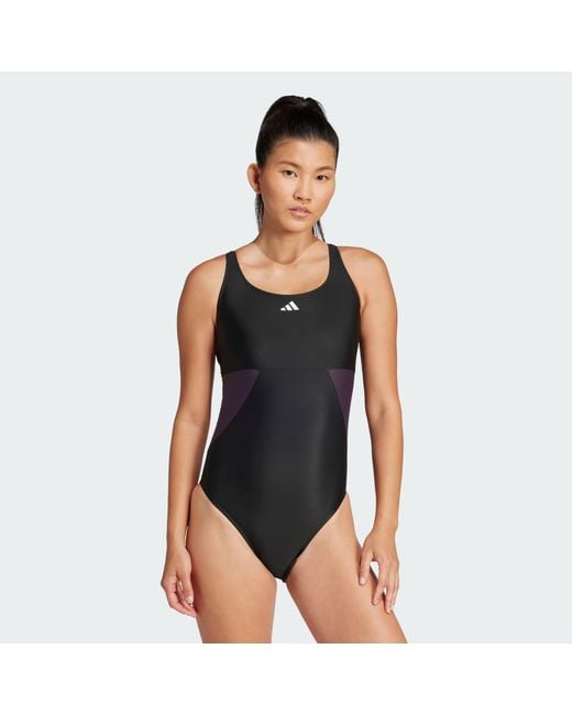 adidas Originals Colorblock C-Back Swimsuit in Black | Lyst UK
