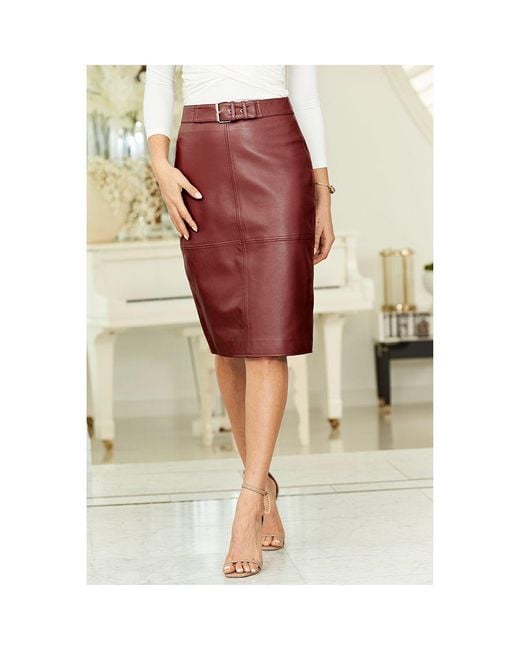 Maroon leather pencil skirt store