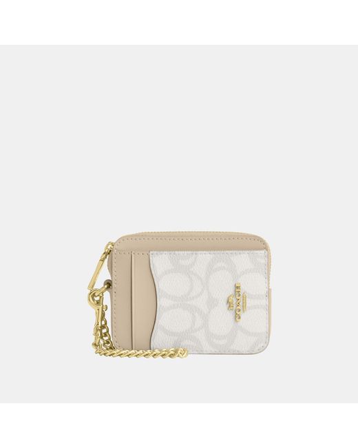 COACH Zip Card Case in Natural | Lyst UK