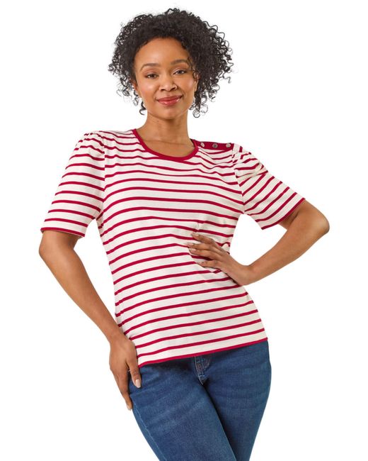 Roman Petite Stripe Ruched Top in Red | Lyst UK