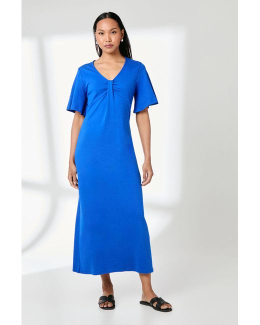 PRINCIPLES Neck Detail Jersey Midi Dress Cotton in Blue | Lyst UK