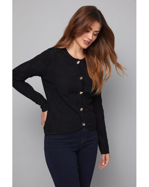 Wallis Stitch Detail Cardigan in Black | Lyst UK