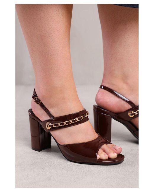 Where's That From Wheres 'Esmer' Mid Block Heels With Chain Detailing ...