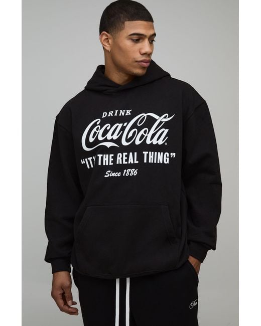 BoohooMAN Oversized Coca-Cola License Printed Hoodie in Black for Men ...