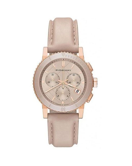 Burberry Bu9704 Chronograph Rose Dial-Tone Watch in Natural | Lyst UK