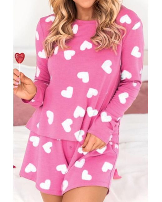 Everyday the Label Heart Print Pajama Set in Pink | Lyst UK