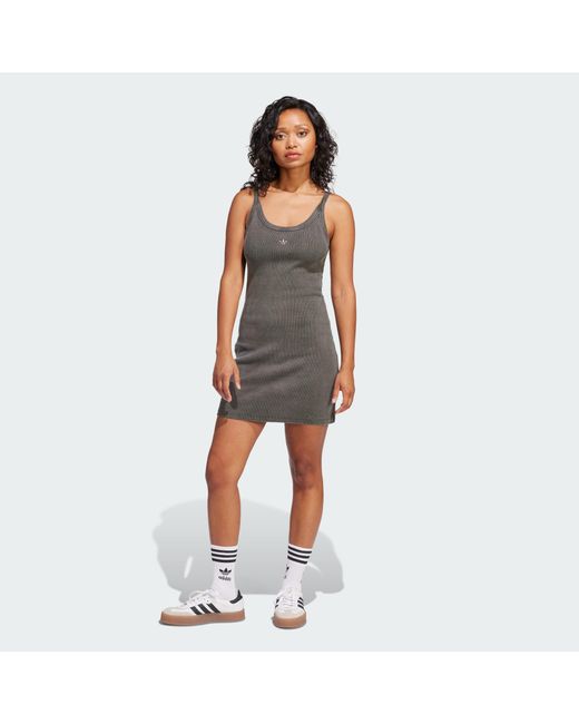 adidas Originals Ribbed Mini Dress in Black | Lyst UK
