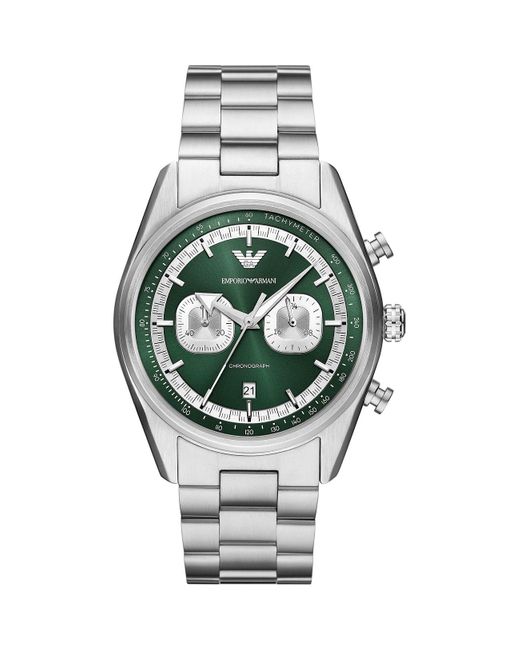 Emporio Armani Chronograph Stainless Steel Sport Watch in Grey for Men ...