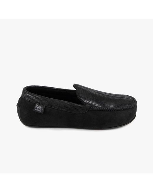 Totes Isotoner Square Patterned Smart Moccasin Slippers in Black for ...