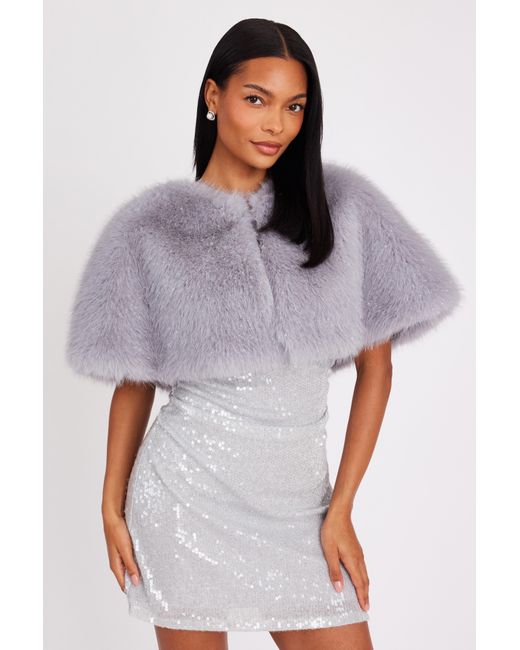 Quiz Glitter Faux Fur Wrap in Purple | Lyst UK