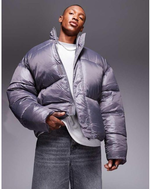 ASOS Oversized Puffer Jacket in Grey for Men | Lyst UK