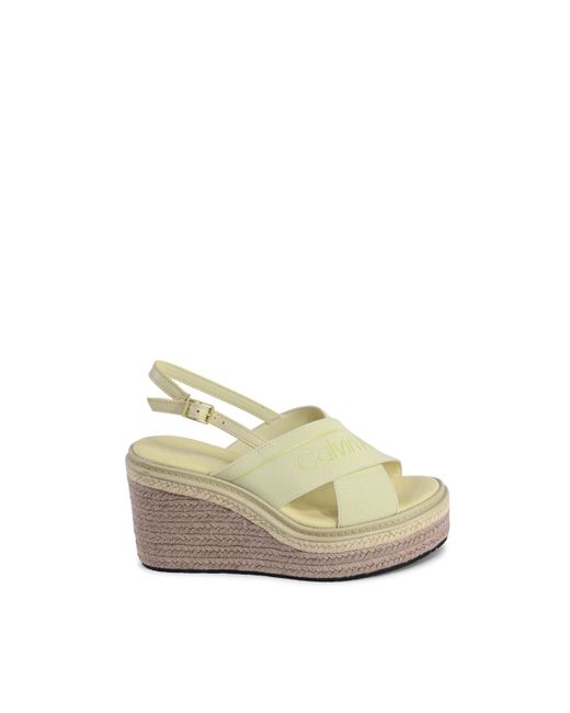 Calvin Klein Woven Fabric Platform Wedges in Yellow | Lyst UK