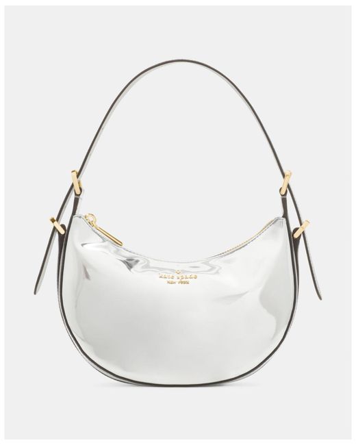 Kate Spade Nova Mirror Metallic Small Crescent Shoulder Bag in White ...