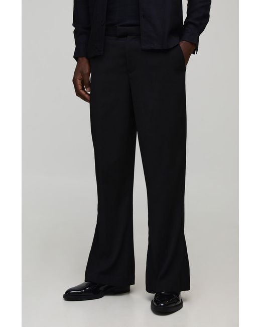 BoohooMAN Embellished Half And Waist Wide Leg Trouser in Black for Men ...