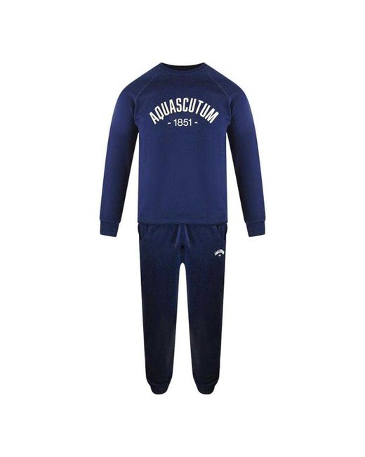 Aquascutum Old School Crew Neck Tracksuit in Blue for Men | Lyst UK
