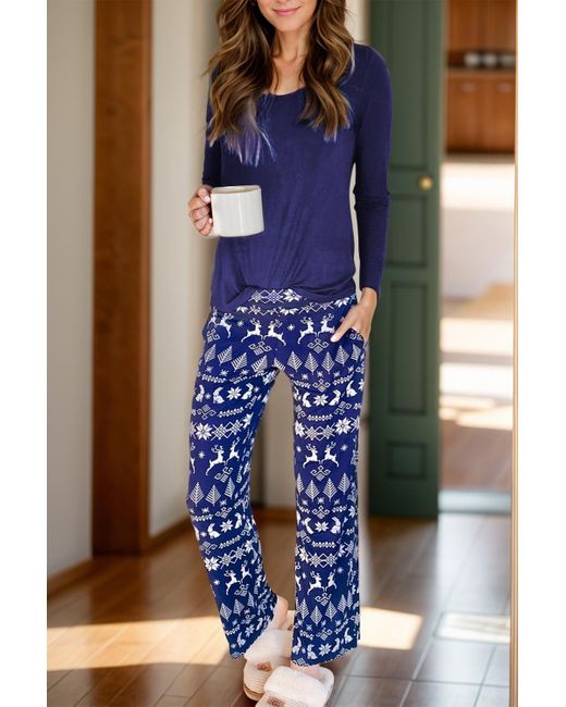 Everyday the Label Cozy Fair Isle Pajama Set in Blue | Lyst UK