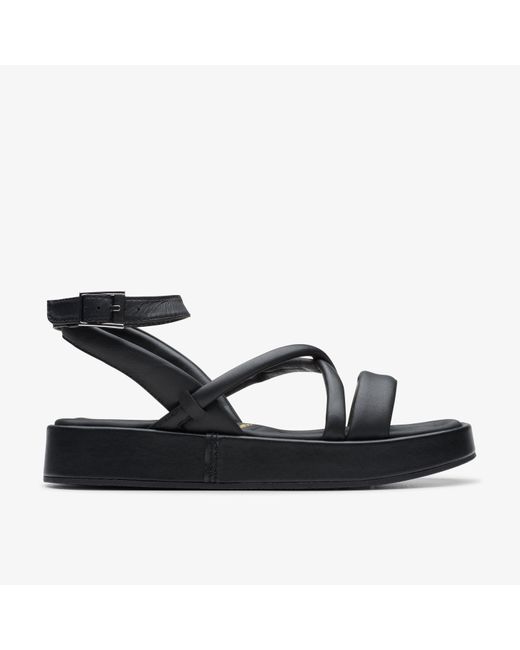 Clarks Alda Cross Leather Sandals in Black | Lyst UK
