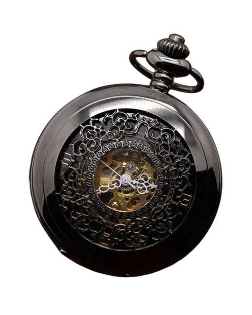 Infinity Leather Antique Brass Alloy Skeleton Half Hunter Pocket Watch ...