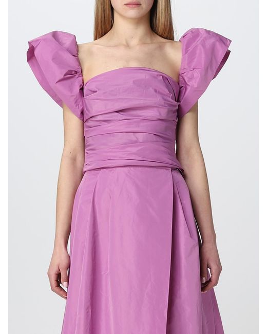 Pinko Elegant Strapless Dress With Voluminous Sleeves And Ruched Bodice ...