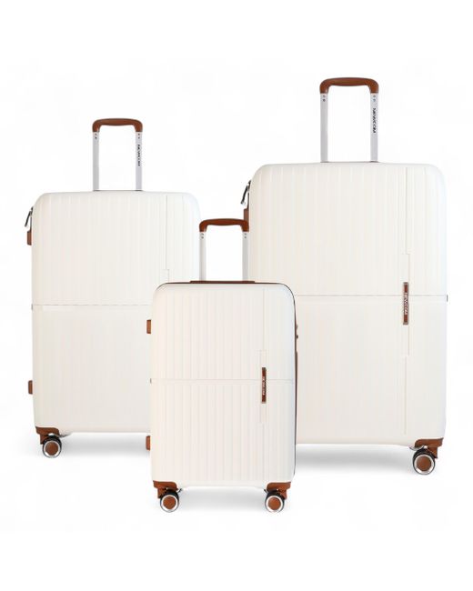 Infinity Leather Hard Shell Strong Suitcase Set 8 Wheel Cabin Luggage ...