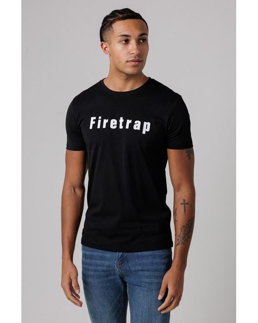 Firetrap Regular Fit Cotton T Shirt With Logo in Black for Men | Lyst UK
