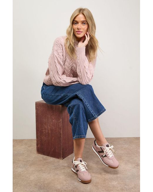 Oasis Ingrid Mixed Material Lace Up Trainers in Blue | Lyst UK